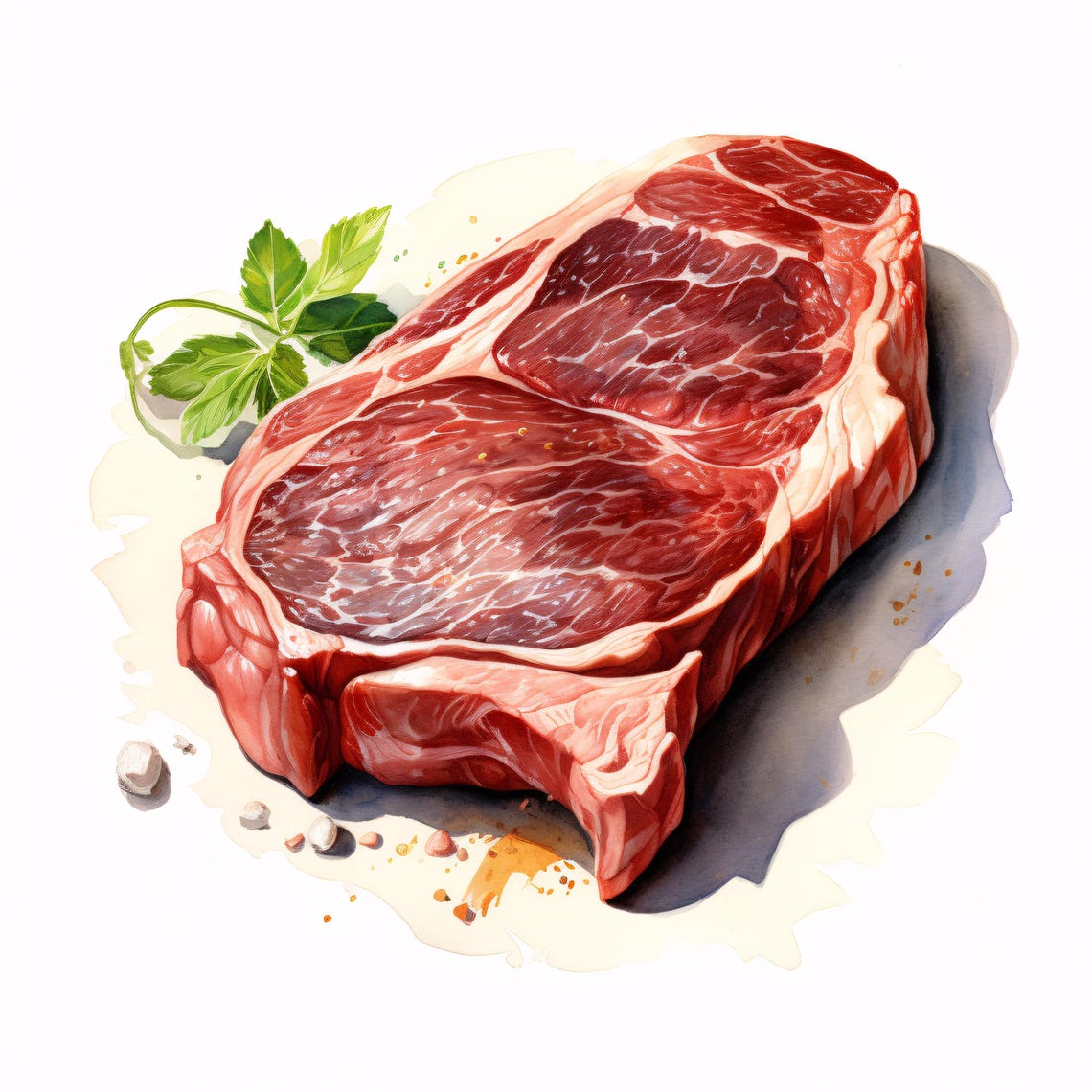 Ribeye Steak Clipart, Raw Meat Food Images, 10 Watercolor Clip Art ...