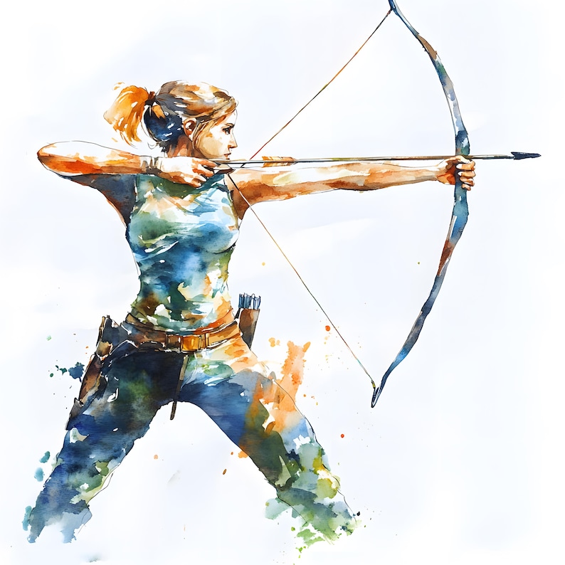 Watercolor Archer Clipart: Archery Images for Commercial Use (jpgs) - Etsy