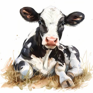 Farm Cow Clipart, Dairy Cows Images, 10 Watercolor Clip Art, Printable ...