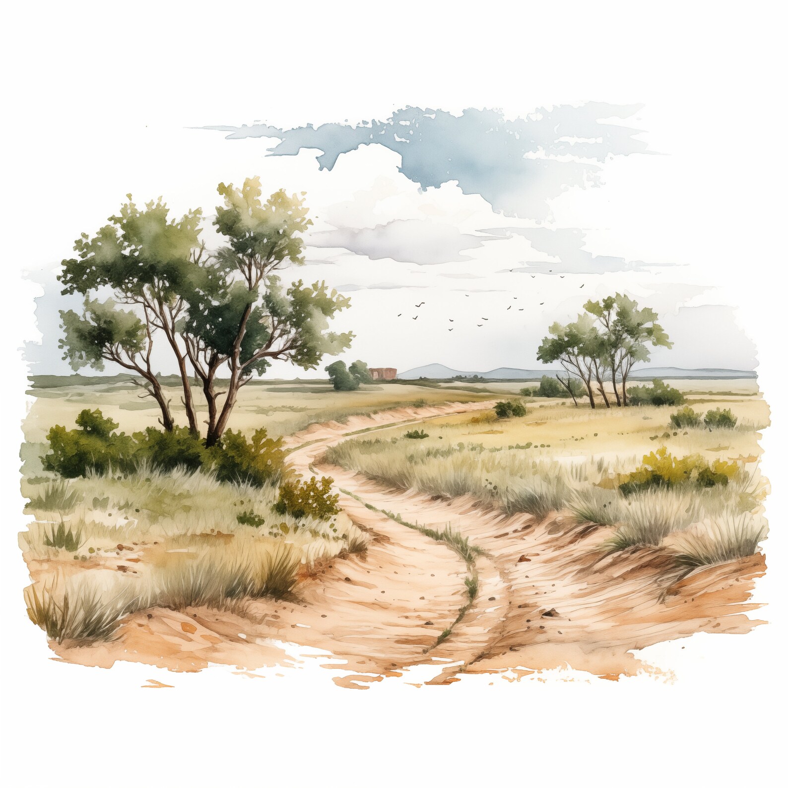 Steppe Clipart, Steppe Landscape Images, 10 Watercolor Clip Art ...