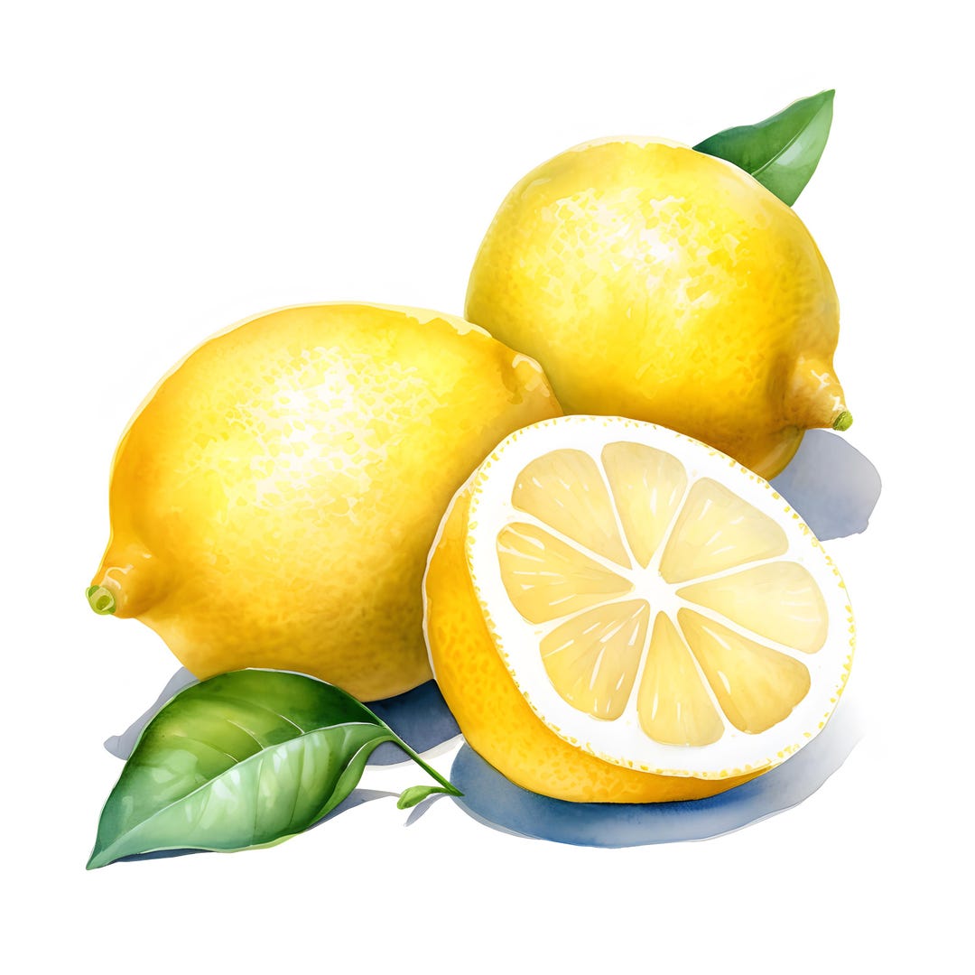 Lemons Clipart, Sliced Lemons Images, 10 Watercolor Clip Art, Printable ...
