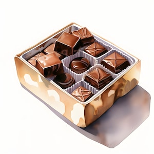 Chocolate Box Clipart, Box of Chocolate Images, 10 Watercolor Clip Art ...