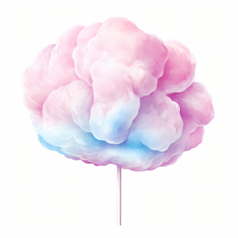 Watercolor Cotton Candy Clipart: 10 JPG Images, Commercial Use (instant ...