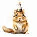Chipmunk Clipart, Chipmunk With Party Hat Images, 10 Watercolor Clip ...