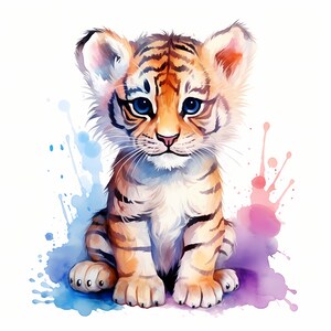 Cute Tiger Clipart, Tiger Cub, Big Wild Cat Images, 10 Watercolor Clip ...