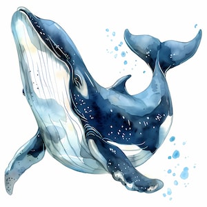 Whale Clipart, Cartoon Whales Images, 10 Watercolor Clip Art, Printable ...