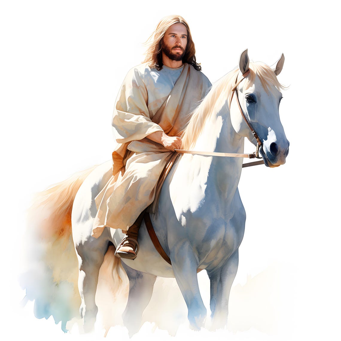 Watercolor Jesus Christ Clipart: Jesus on Horse, Printable Jpgs ...