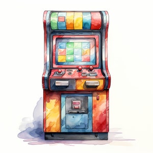 Arcade Game Clipart, Retro Gaming Images, 10 Watercolor Clip Art ...