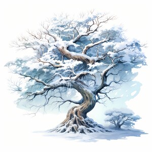 Frozen Tree Clipart, Winter Tree Images, 10 Watercolor Clip Art ...