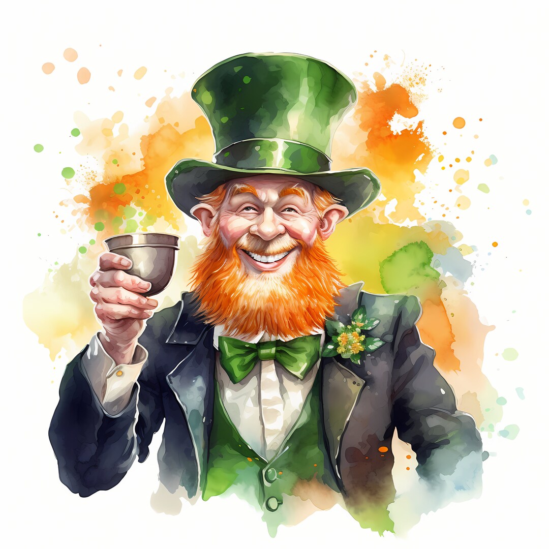 Watercolor Leprechaun Clipart: St Patrick's Day Images (JPG, Commercial ...