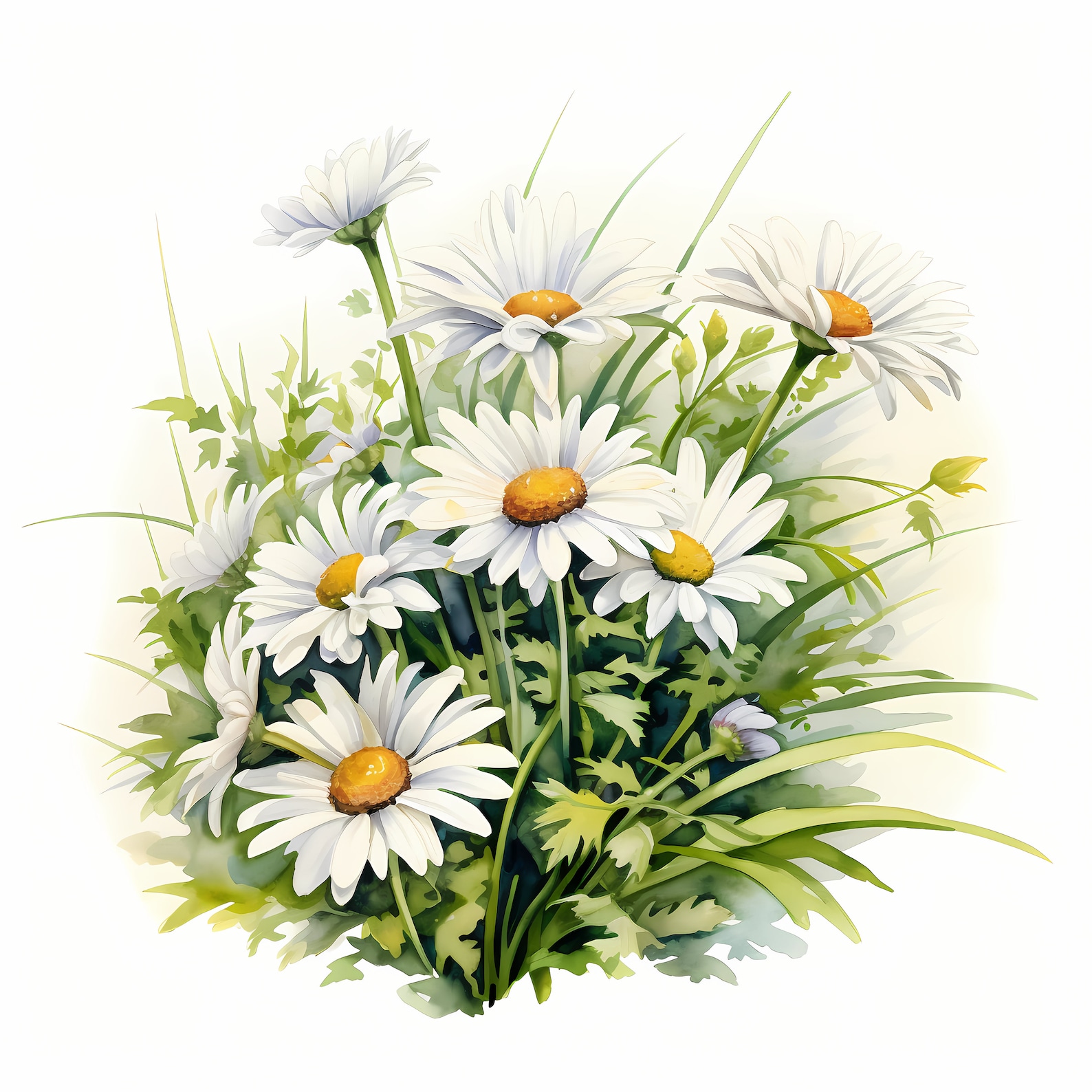 Daisy Flowers Clipart, Daisies Bouquet Images, 10 Watercolor Clip Art ...
