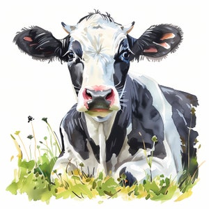 Farm Cow Clipart, Dairy Cows Images, 10 Watercolor Clip Art, Printable ...