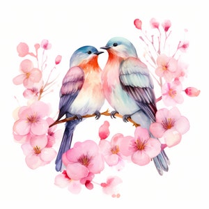 Love Birds Clipart, Birds Couple Images, 10 Watercolor Clip Art ...
