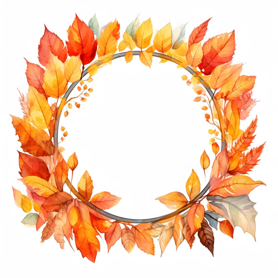 Fall Leaves Frame Clipart, Autumn Frame Images, 10 Watercolor Clip Art ...