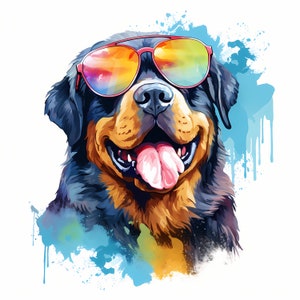 Rottweiler Clipart, Cool Dog Images, 10 Watercolor Clip Art, Printable ...