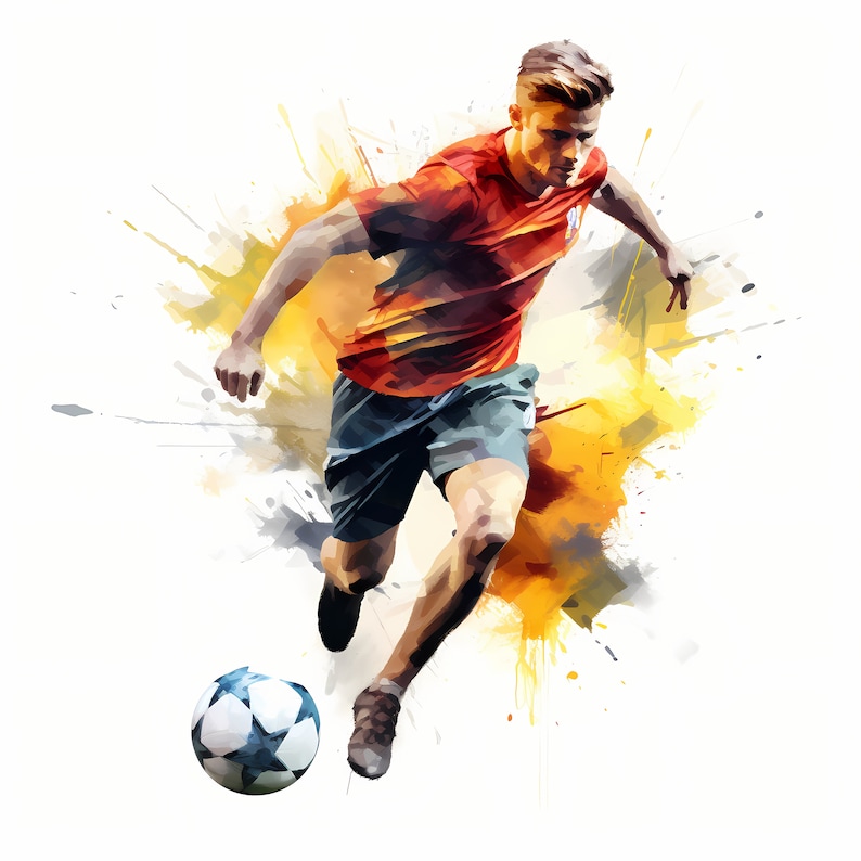 Watercolor Soccer Player Clipart: 10 JPG Images (commercial Use) - Etsy