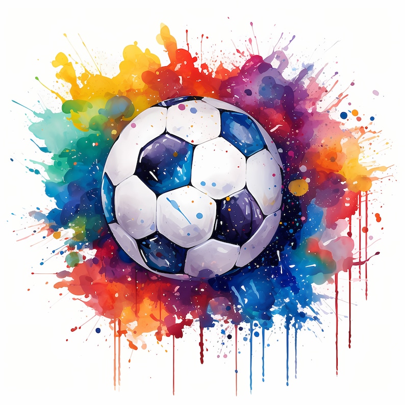 Watercolor Soccer Ball Clipart: Sport Illustrations (jpgs, Commercial ...