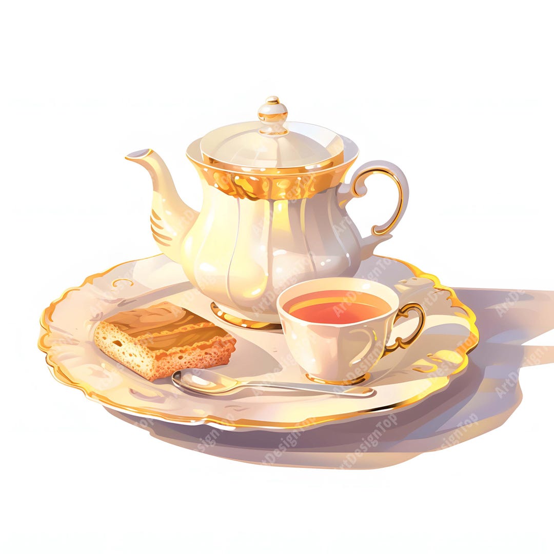 English Teatime Clipart, Tea Time Images, 10 Watercolor Clip Art ...