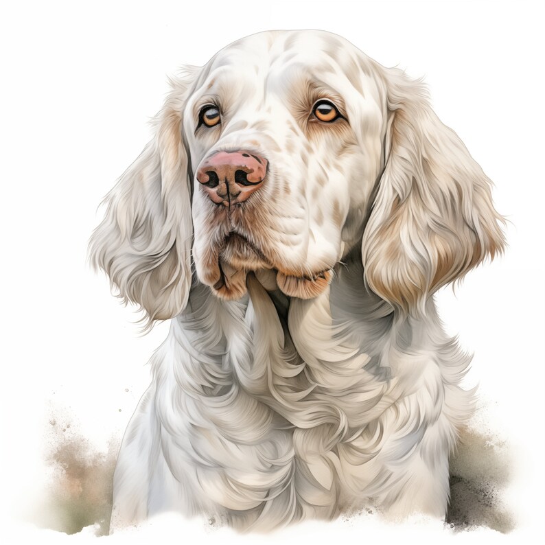 Clumber Spaniel Clipart, Clumber Spaniel Dog Images, 10 Watercolor Clip ...