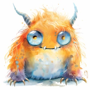 Monster Clipart, Cute Monsters Images, 10 Watercolor Clip Art ...