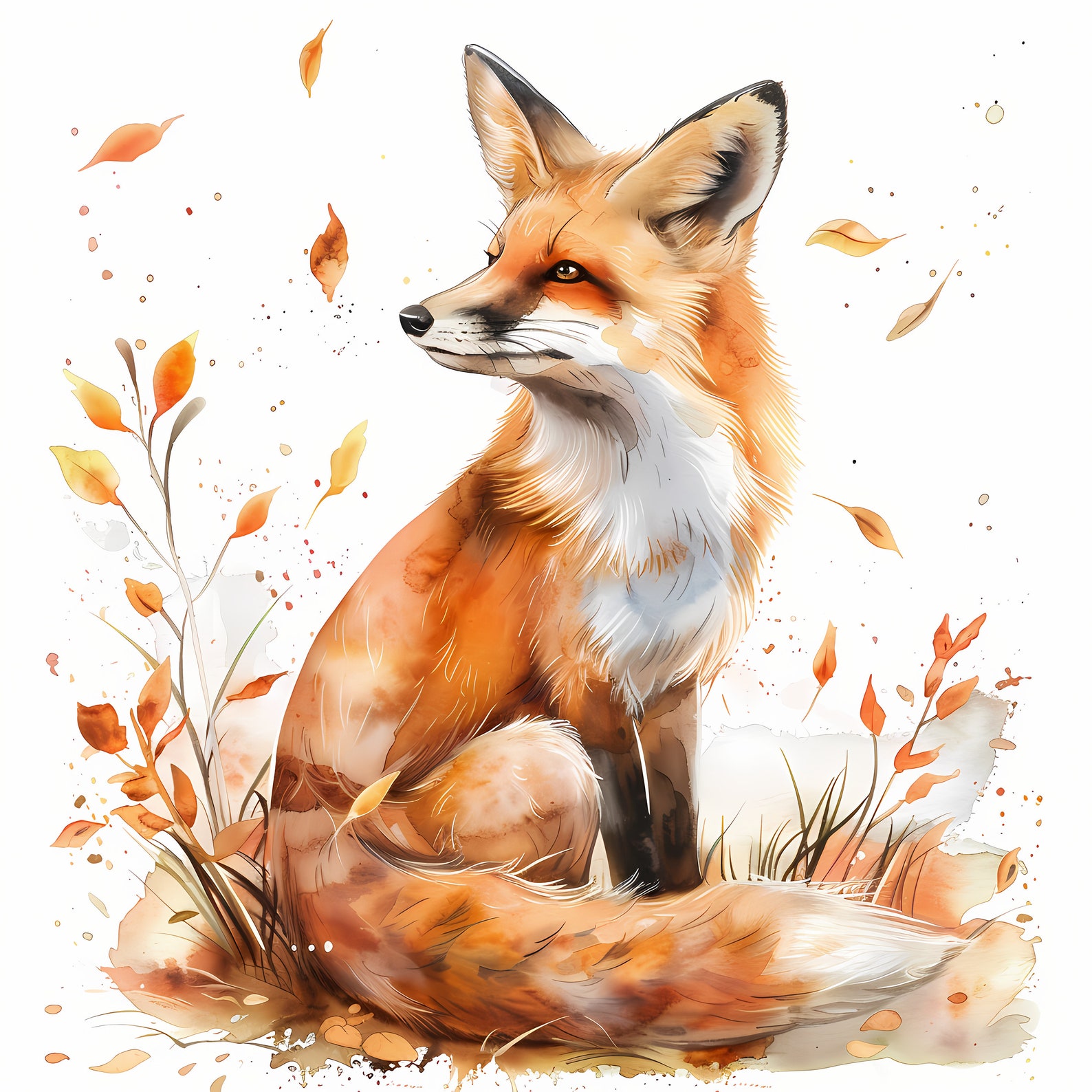 Watercolor Autumn Animal Clipart: Fall Woodland Images (jpgs ...