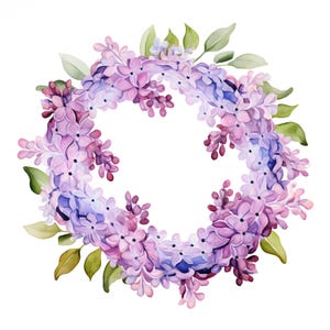 Lilac Wreath Clipart, Wedding Flowers Images, 10 Watercolor Clip Art ...