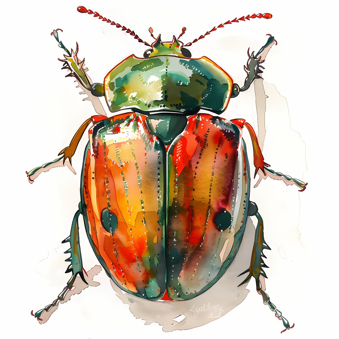 Watercolor Beetle Clipart: Insect Art, Commercial Use (jpgs) - Etsy UK