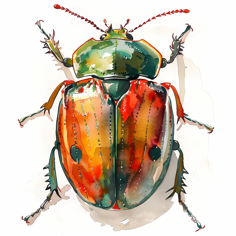 Watercolor Beetle Clipart: Insect Art, Commercial Use (jpgs) - Etsy