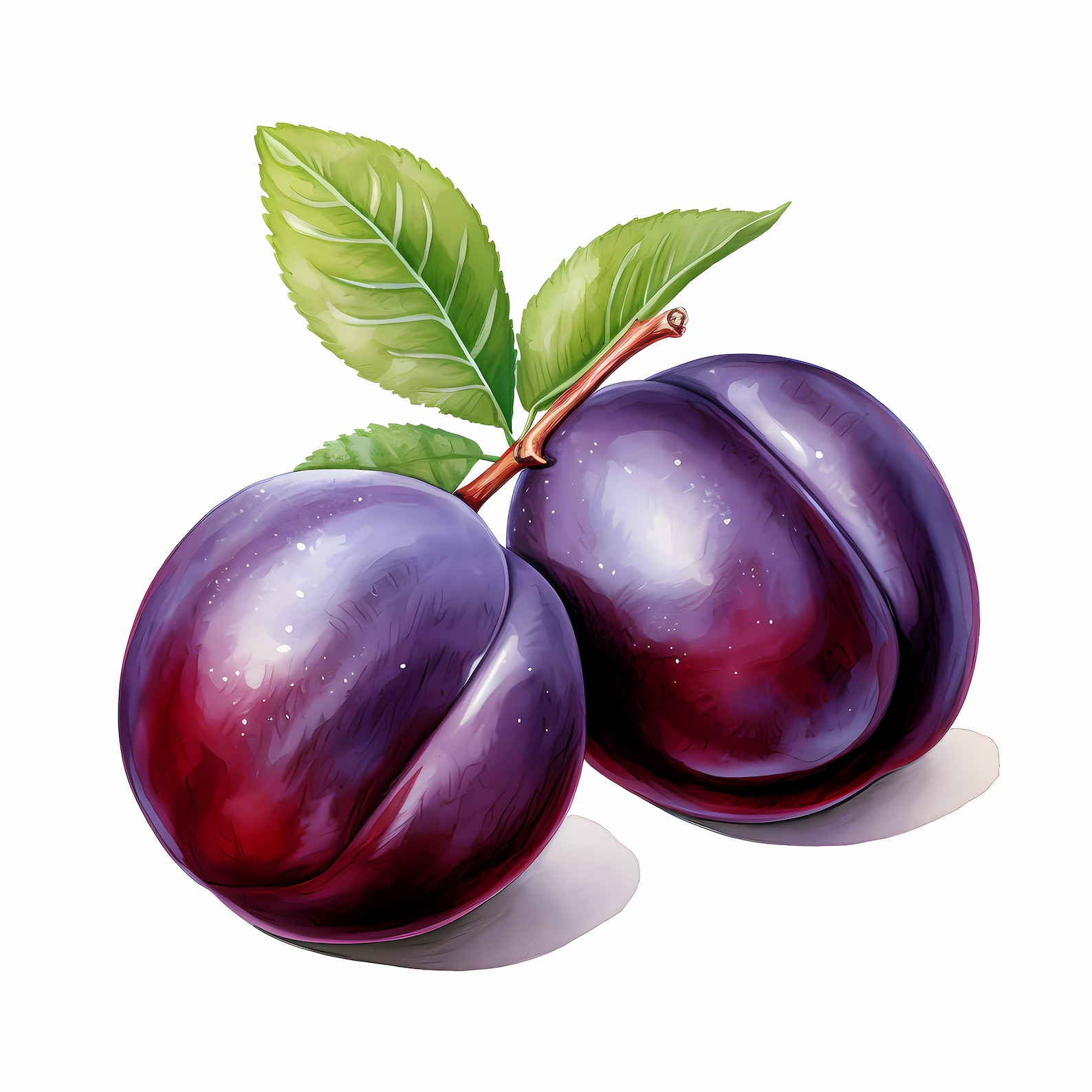 Plums Clipart, Purple Fruits Images, 10 Watercolor Clip Art, Printable ...