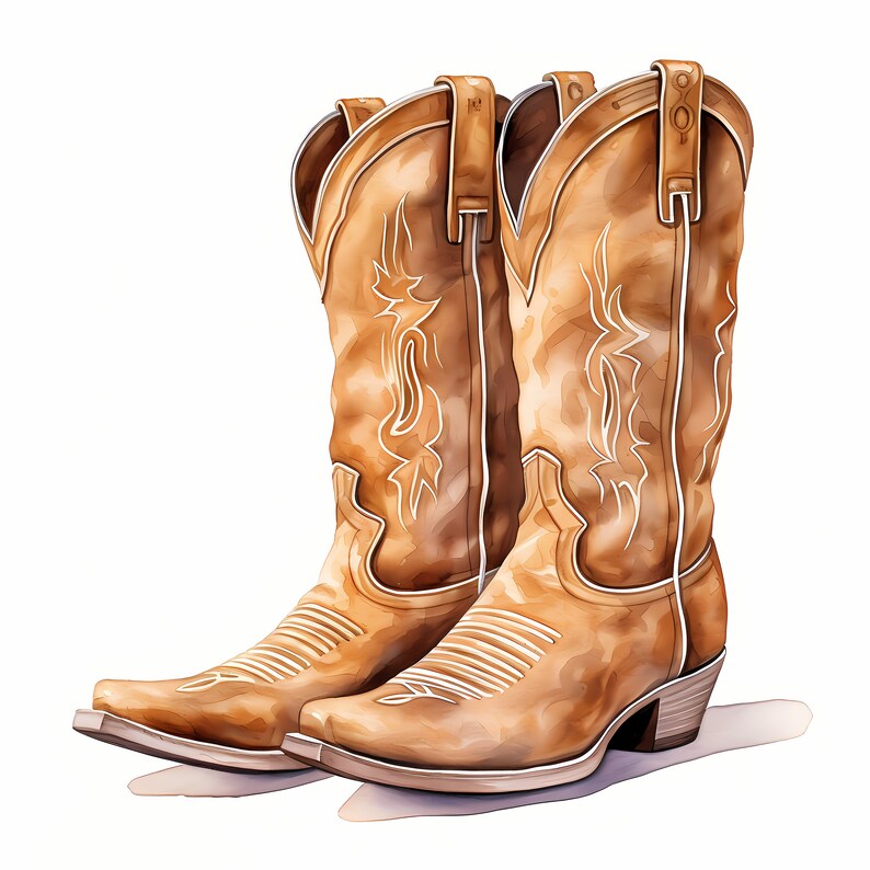 Watercolor Cowboy Boots Clipart: 10 JPG Images (commercial Use) - Etsy
