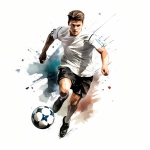 Watercolor Soccer Player Clipart: 10 JPG Images (commercial Use) - Etsy