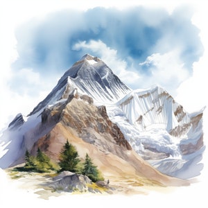 Mount Everest Clipart, Mountain Everest Images, 10 Watercolor Clip Art ...