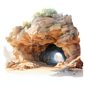 Cave Clipart, Caves Images, 10 Watercolor Clip Art, Printable Jpgs ...