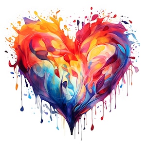 Abstract Heart Clipart, Colorful Hearts Images, 10 Watercolor Clip Art ...