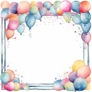 Party Border Clipart, Birthday Frame Images, 10 Watercolor Clip Art ...