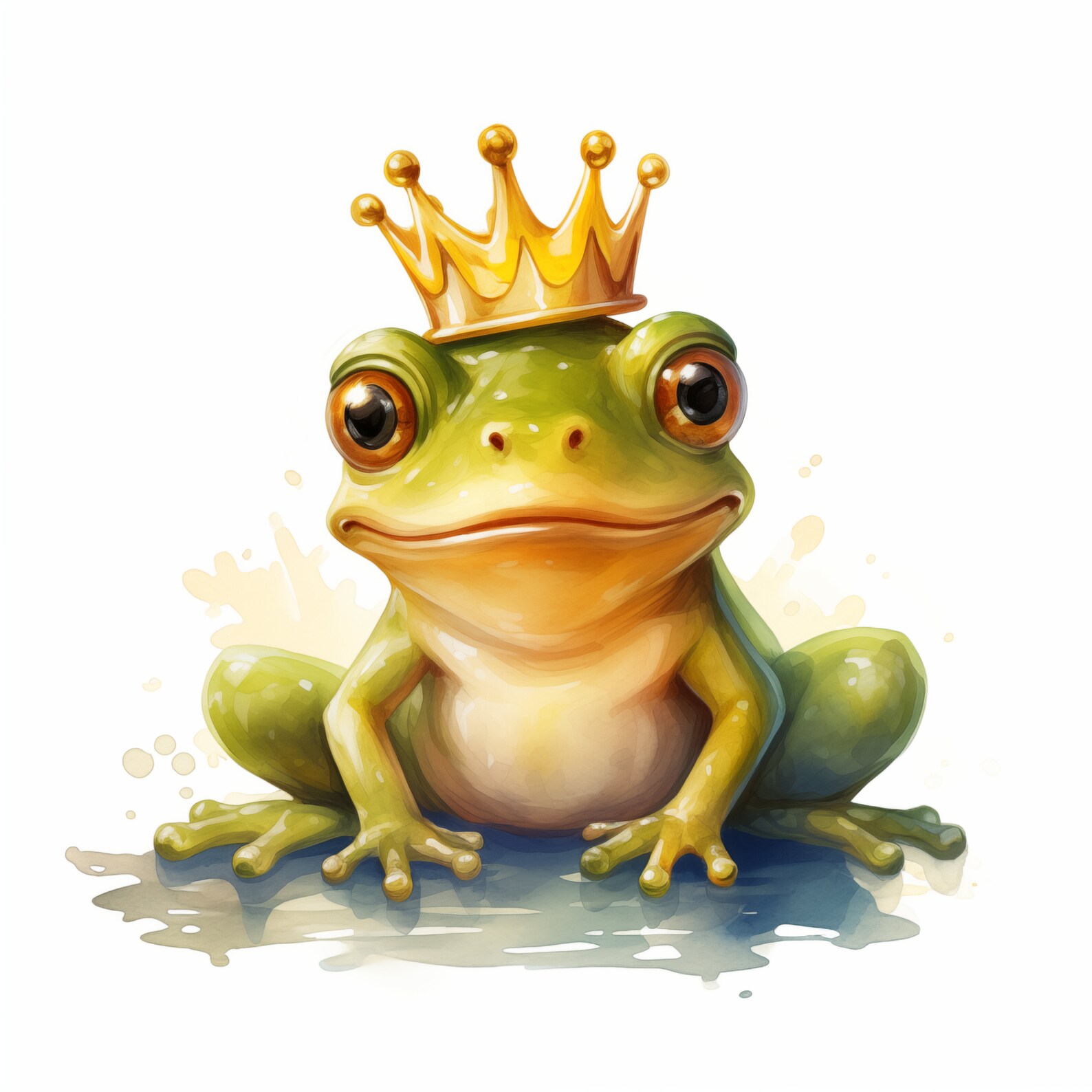10 Frog With Crown, Frog Princess JPG, Watercolor Clipart, Printable ...