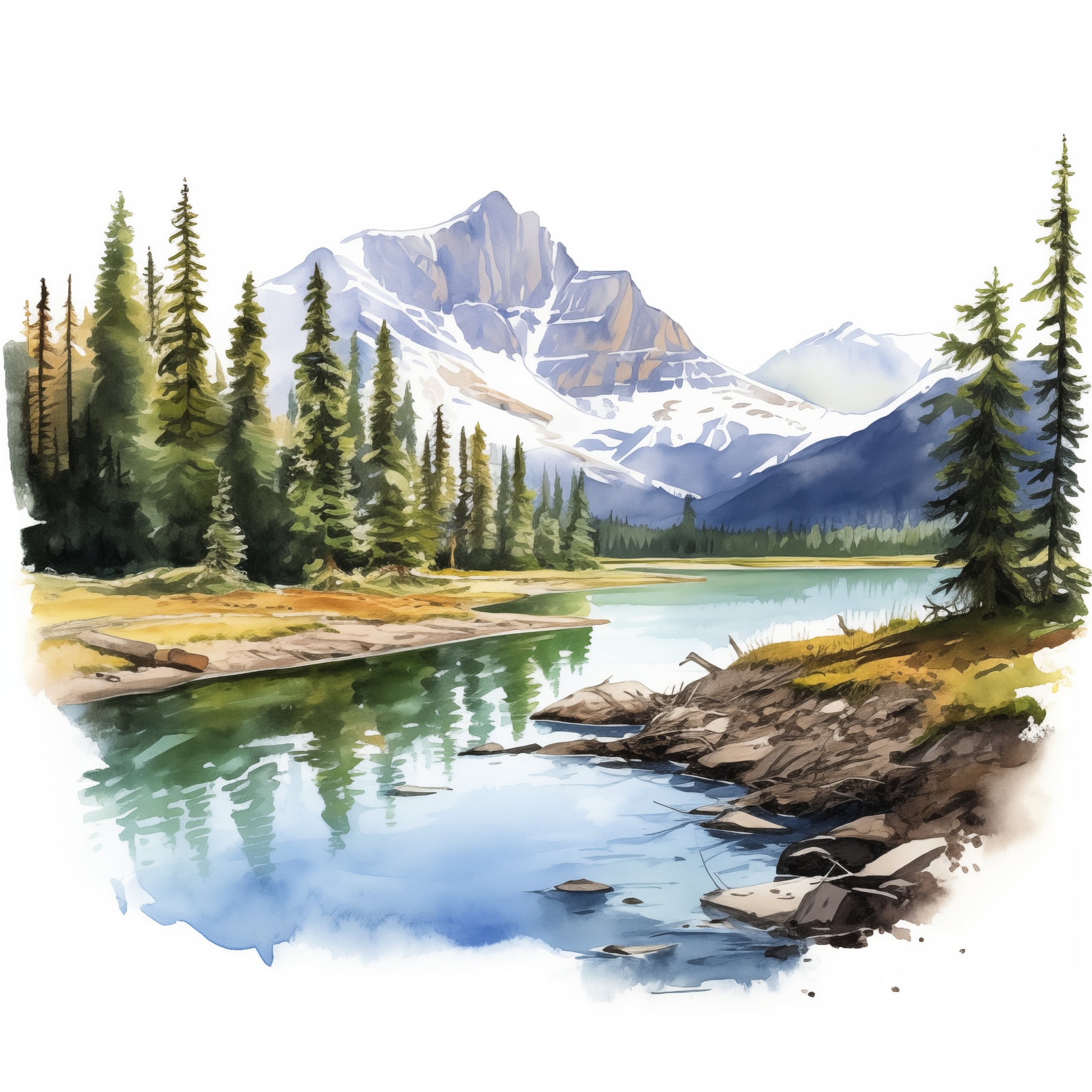 10 Canadian National Park, Banff National Park JPG, Watercolor Clipart ...