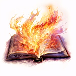 Burning Book Clipart, Fantasy Fire Images, 10 Watercolor Clip Art ...