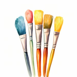 Watercolor Paint Brushes Clipart: Painting Supplies (jpgs, Commercial ...
