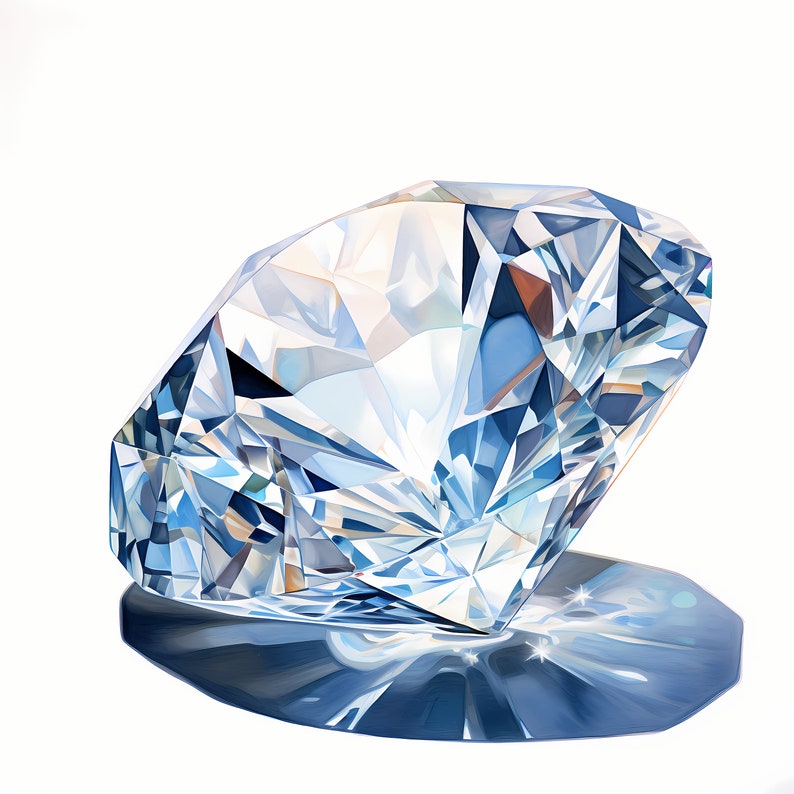 Diamond Clipart, Sparkling Diamonds Images, 10 Watercolor Clip Art ...