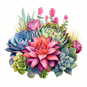 Succulents Clipart, Cactus Succulent Images, 10 Watercolor Clip Art ...