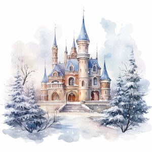 Winter Castle Clipart, Snow Palace Images, 10 Watercolor Clip Art ...