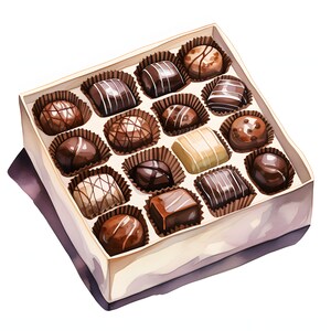 Chocolate Box Clipart, Box of Chocolate Images, 10 Watercolor Clip Art ...