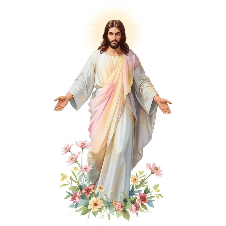Jesus Clipart, Floral Christian Images, 10 Watercolor Clip Art ...