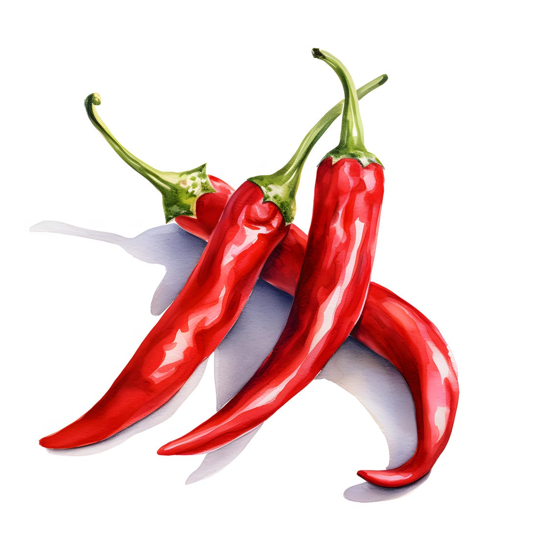 Watercolor Red Hot Chilli Peppers Clipart: Printable JPG Images ...