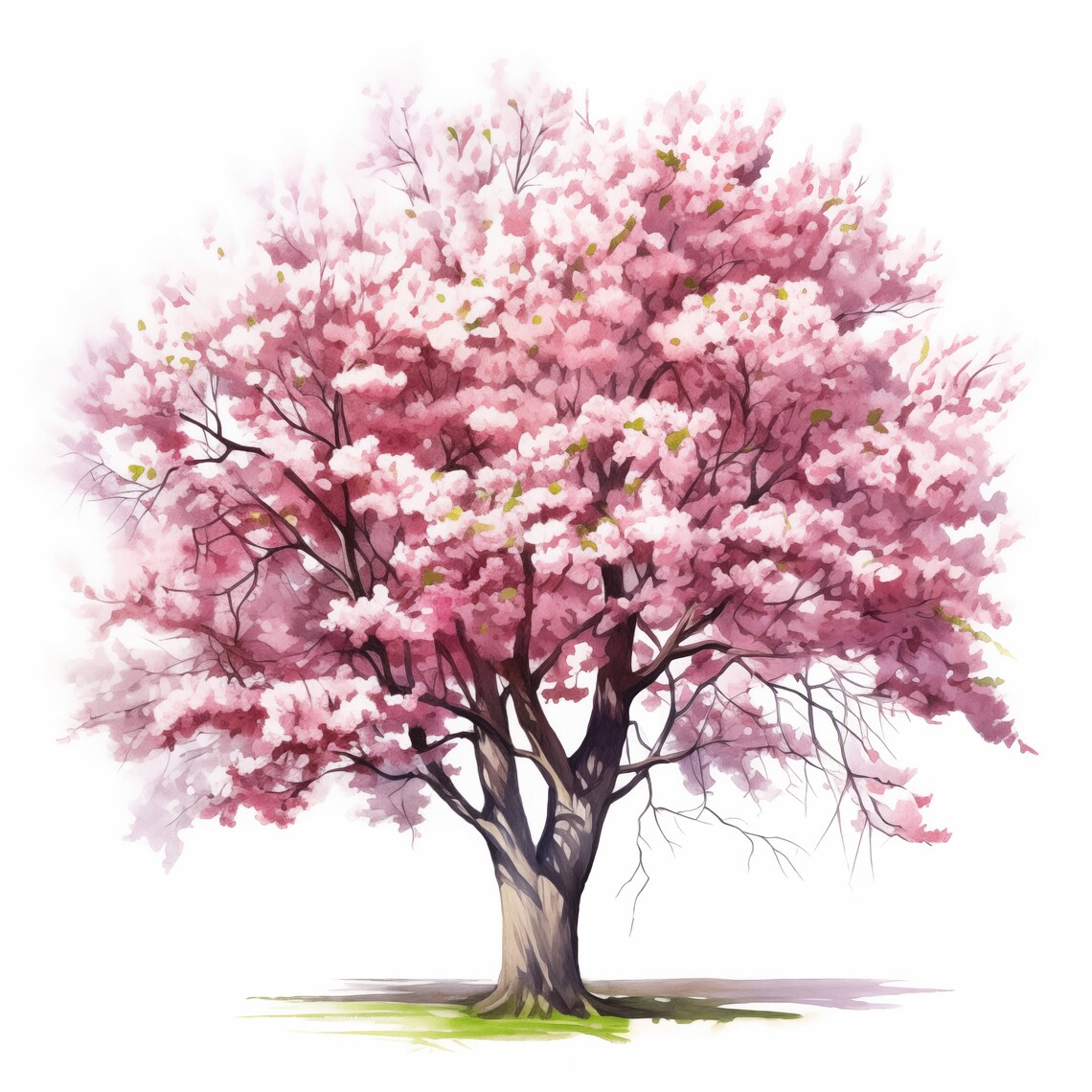 10 Sakura Tree Clipart, Cherry Blossom Tree JPG, Watercolor Clipart ...