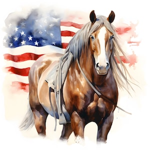 Patriotic Horse Clipart, American Horse With USA Flag Images, 10 ...