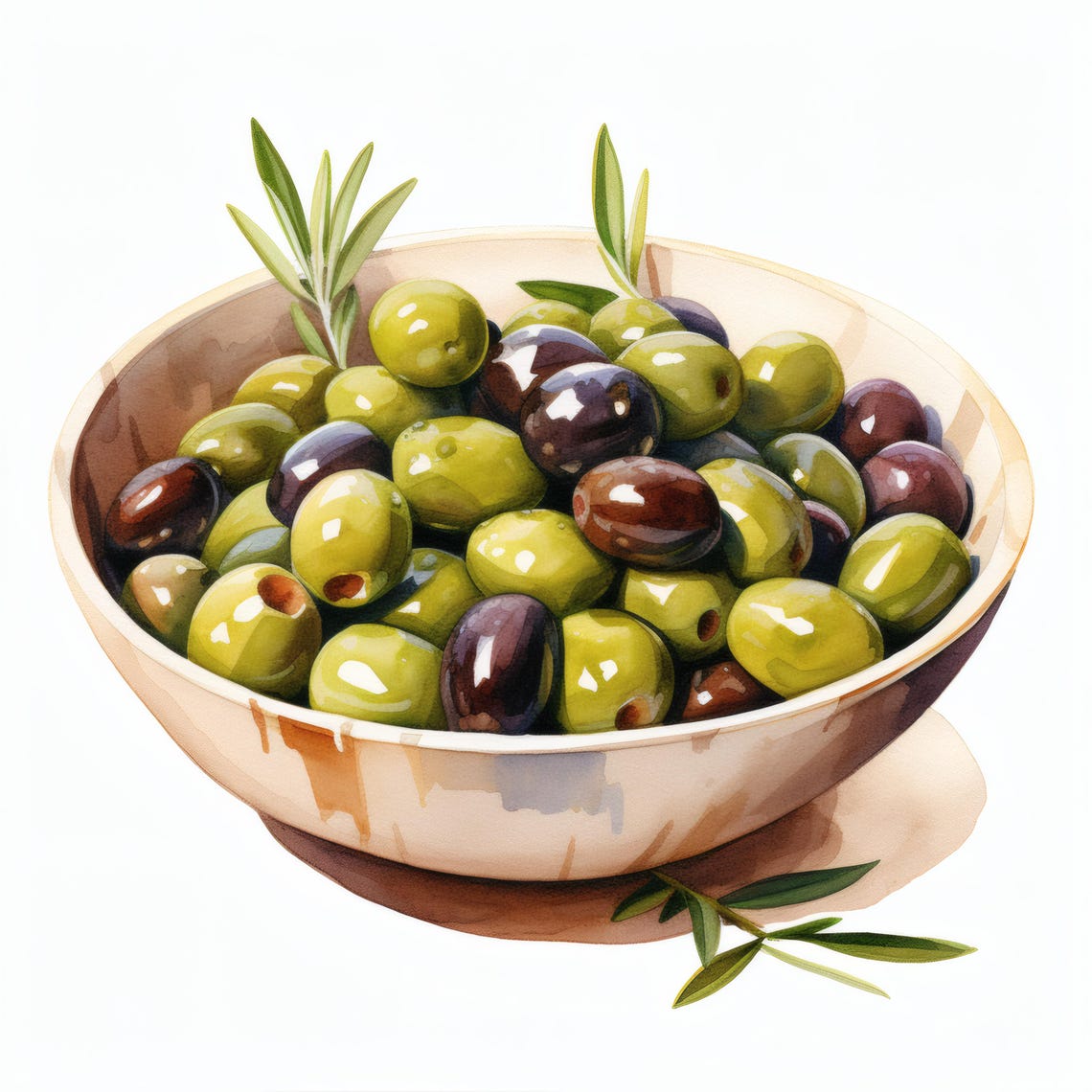 Olives Clipart, Olive Bowl Food Images, 10 Watercolor Clip Art ...