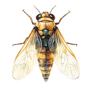 Cicada Clipart, Insect Images, 10 Watercolor Clip Art, Printable Jpgs ...