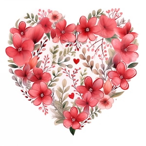 Floral Heart Clipart, Valentine's Day Images, 10 Watercolor Clip Art ...